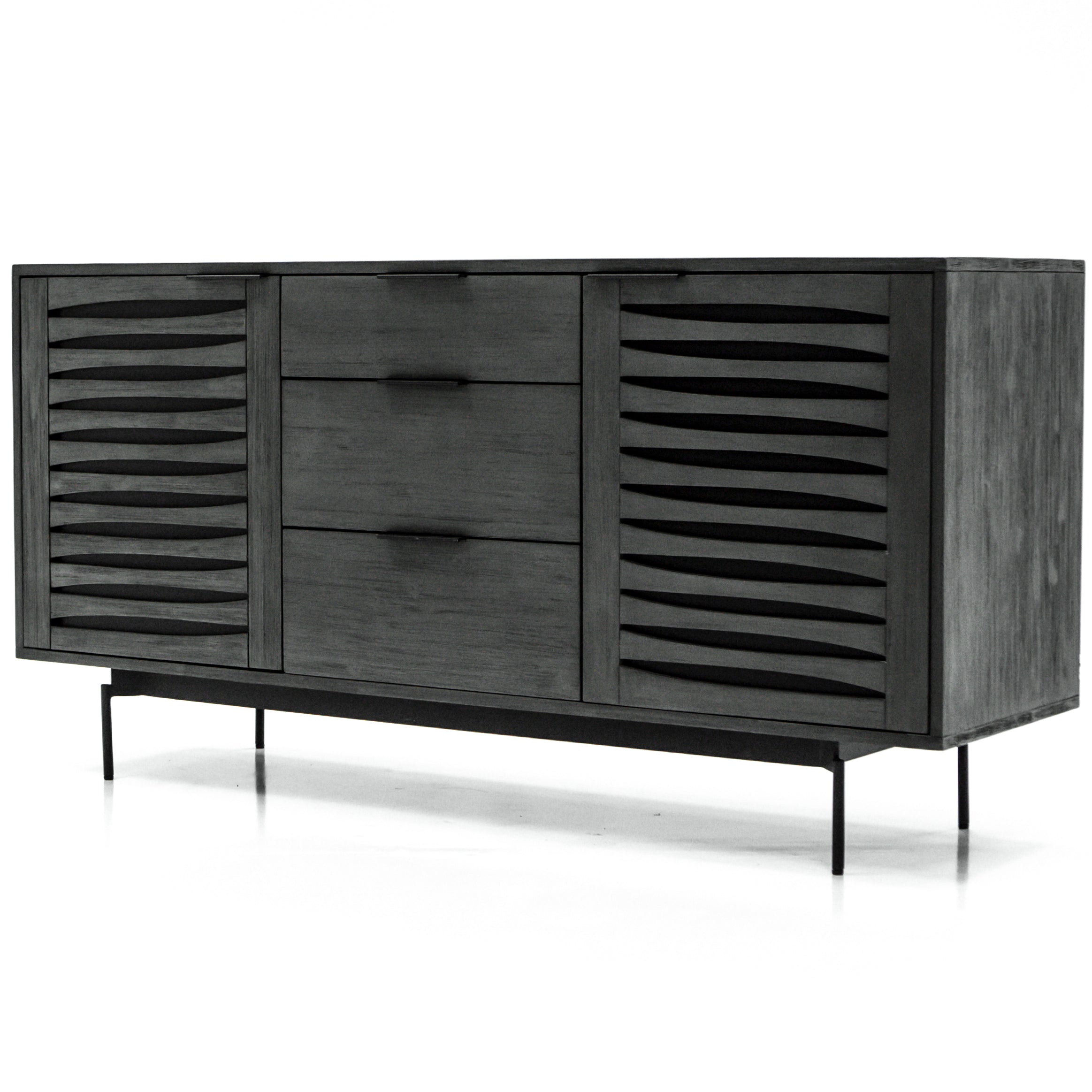 Bronks Black Acacia Buffet Cabinet with Two Doors and Three Drawers – That Home Shop